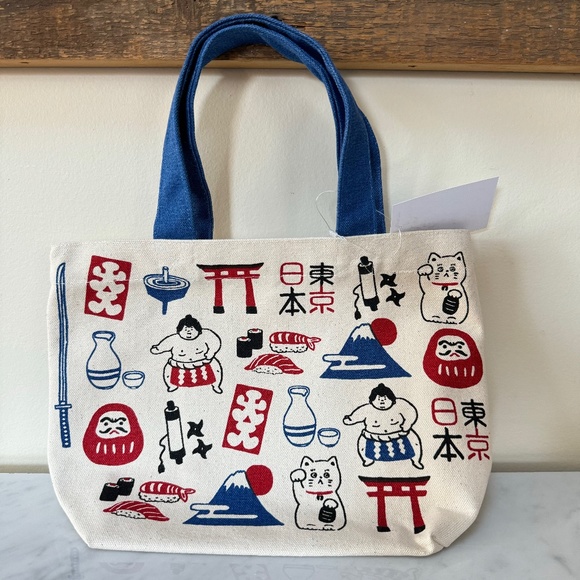 Bags | New Cute Japanese Tote Bag Sumo Daruma Beckoning Cat Mount Fuji ...